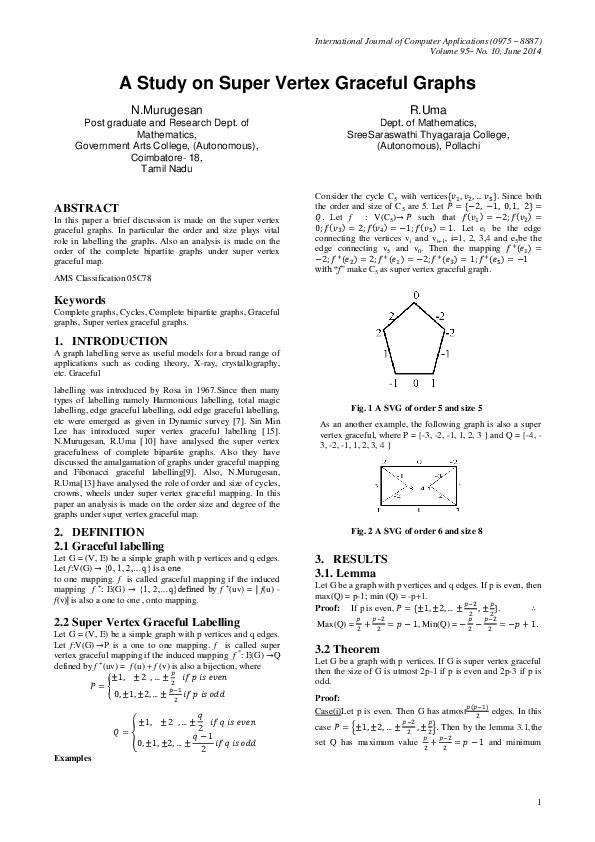 (PDF) Super Vertex Graceful Graphs: Analysis & Labelling