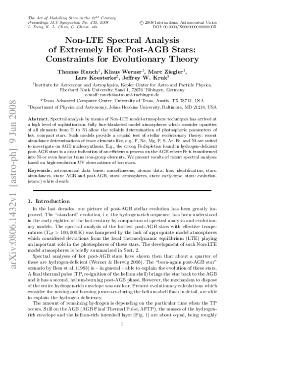 Pdf Hot Post Agb Stars Testing Evolutionary Theory