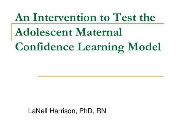 (PDF) An intervention to test the adolescent maternal confidence ...