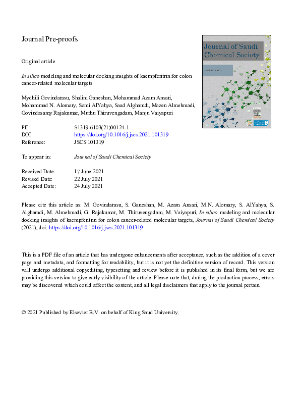 (PDF) In silico modeling and molecular docking insights of ...
