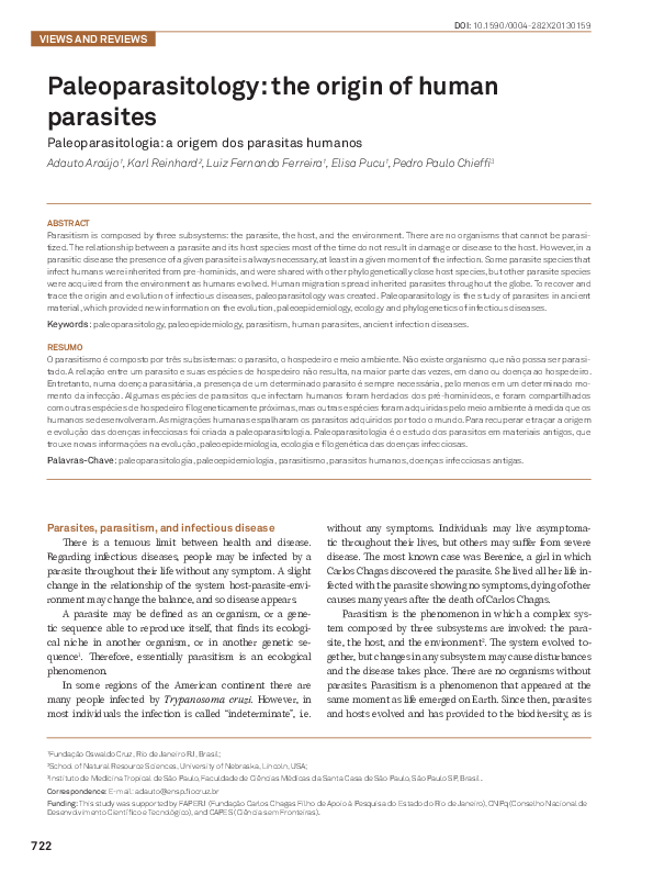 (PDF) Paleoparasitology: the origin of human parasites