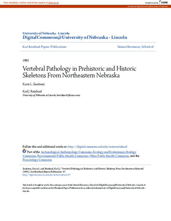 (PDF) Vertebral Pathology In Prehistoric And Historic Skeletons From ...