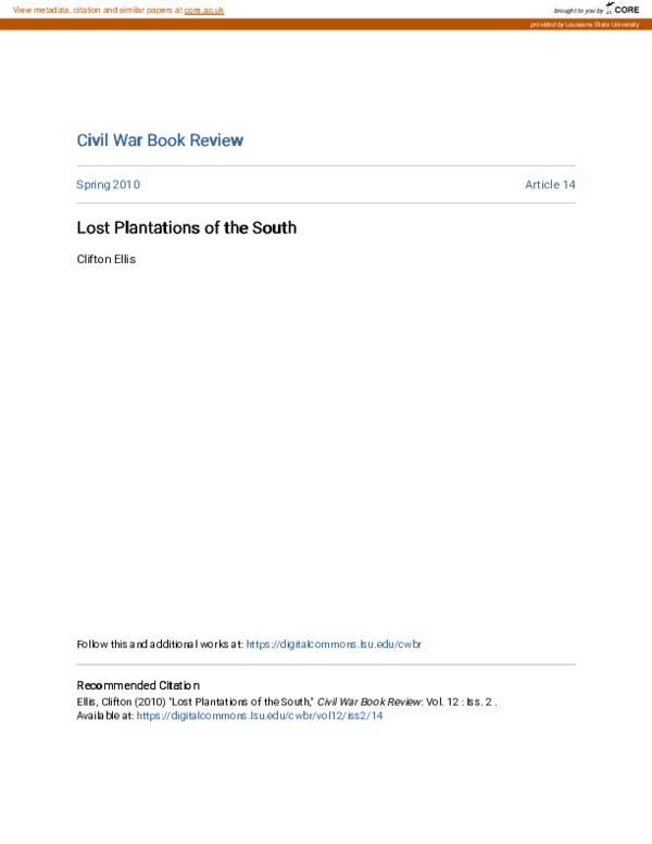 (PDF) Lost Plantations of the South | Clifton Ellis - Academia.edu