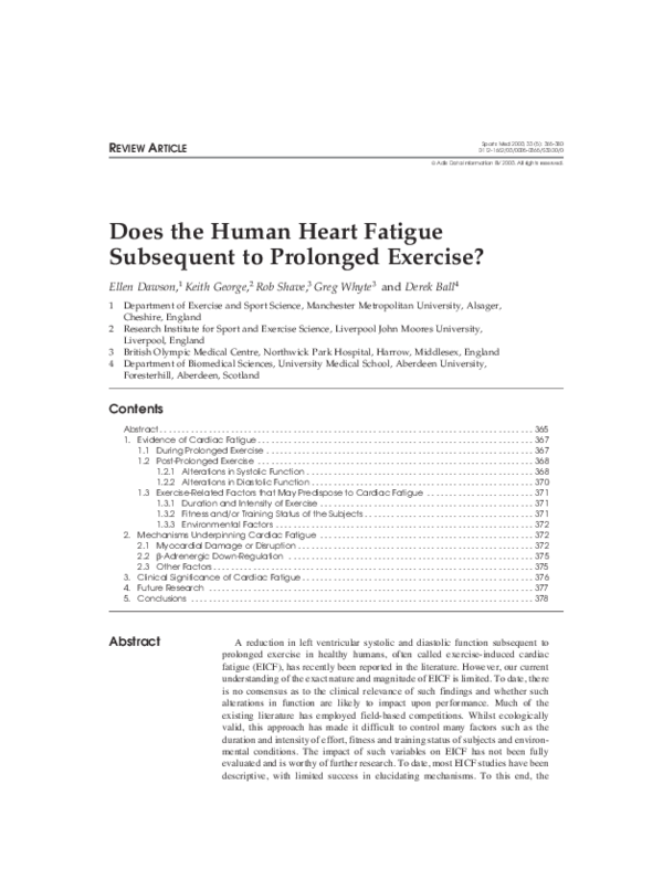 (PDF) Exploring Exercise-Induced Cardiac Fatigue