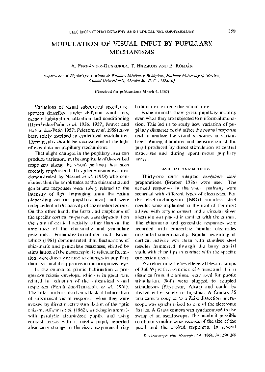 (PDF) Modulation of visual input by pupillary mechanisms