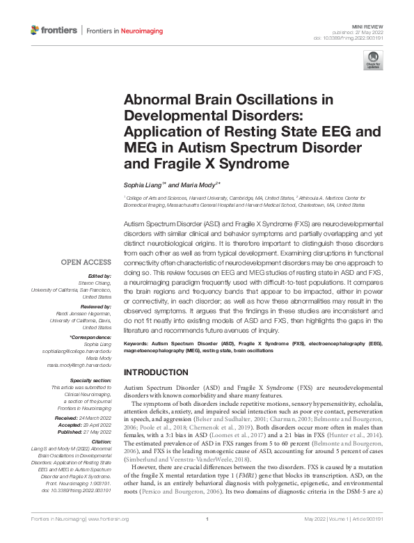 Pdf Abnormal Brain Oscillations In Developmental Disorders Application Of Resting State Eeg