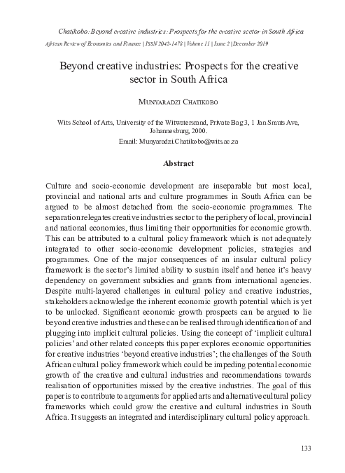 (PDF) Beyond creative industries: Prospects for the creative sector in ...