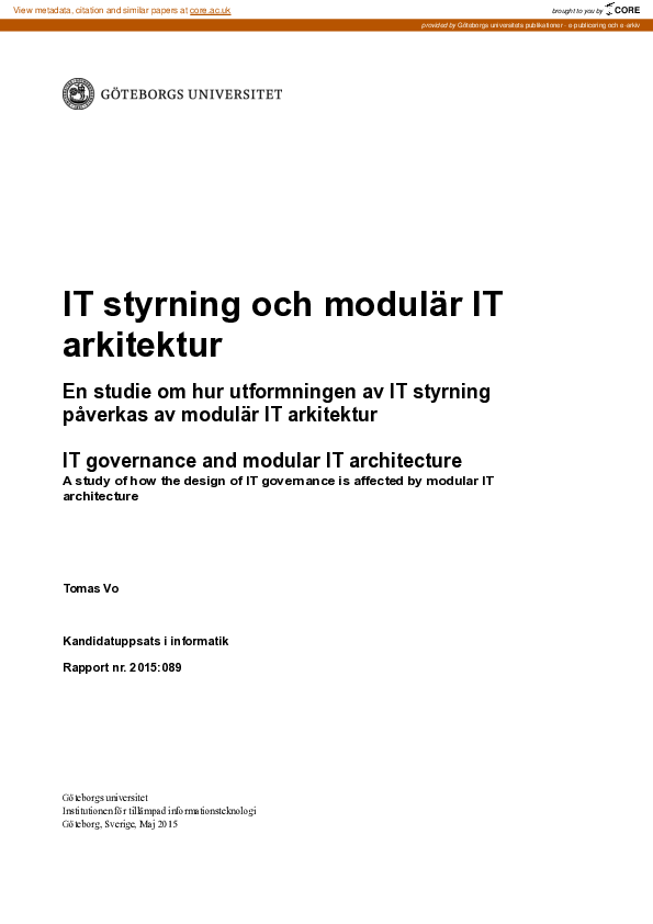 (PDF) IT governance and modular IT architecture A study of how the ...