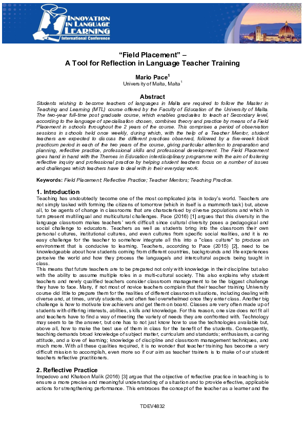 (PDF) A Tool for Reflection in Language Teacher Training