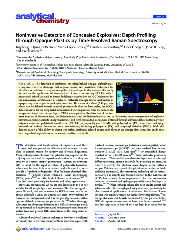 (PDF) Noninvasive Detection of Concealed Explosives: Depth Profiling through Opaque Plastics by ...