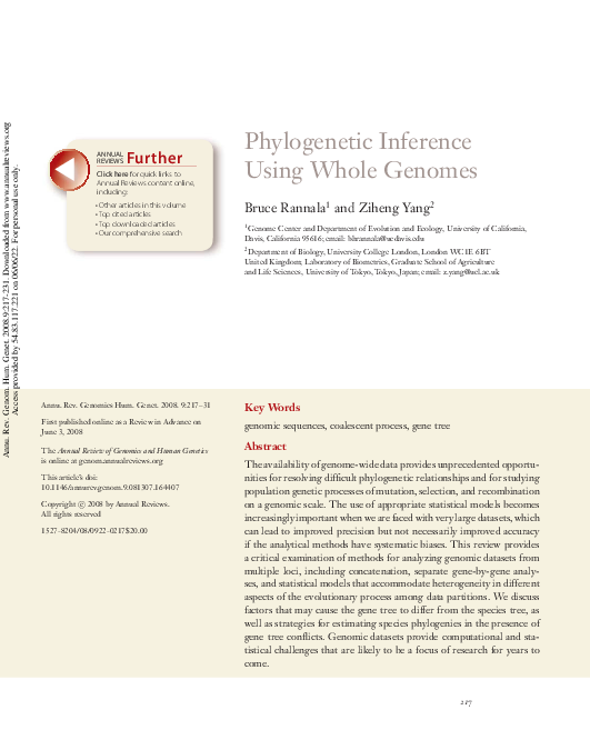 (PDF) Phylogenetic inference using whole genomes