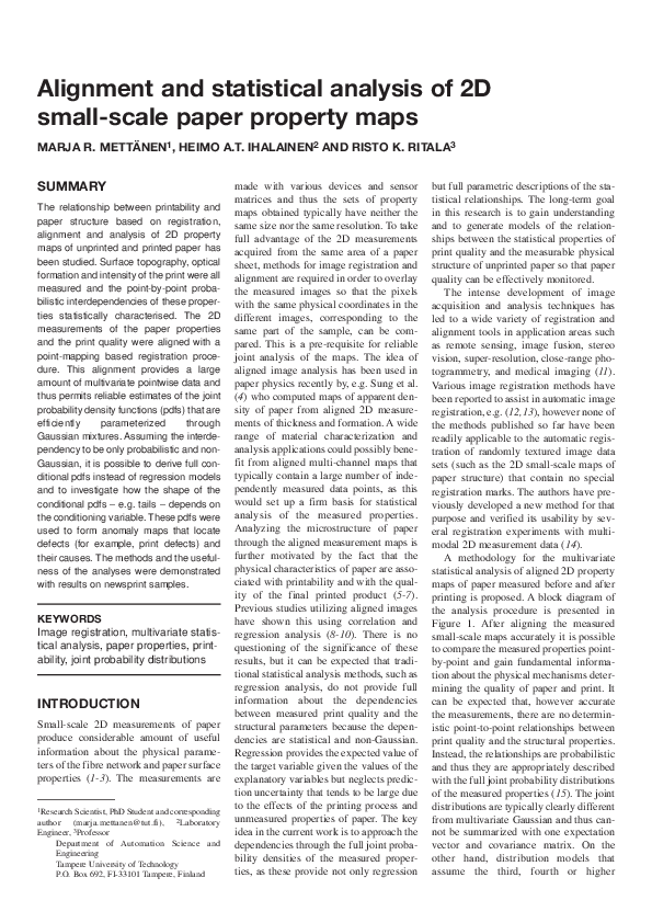 (PDF) Alignment and statistical analysis of 2D small-scale paper ...