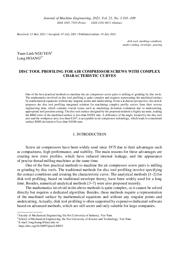 (PDF) Disc Tool Profiling for Air Compressor Screws with Complex ...