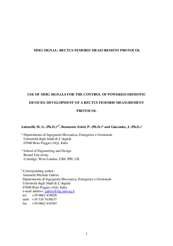 (PDF) Use of MMG Signals for the Control of Powered Orthotic Devices ...