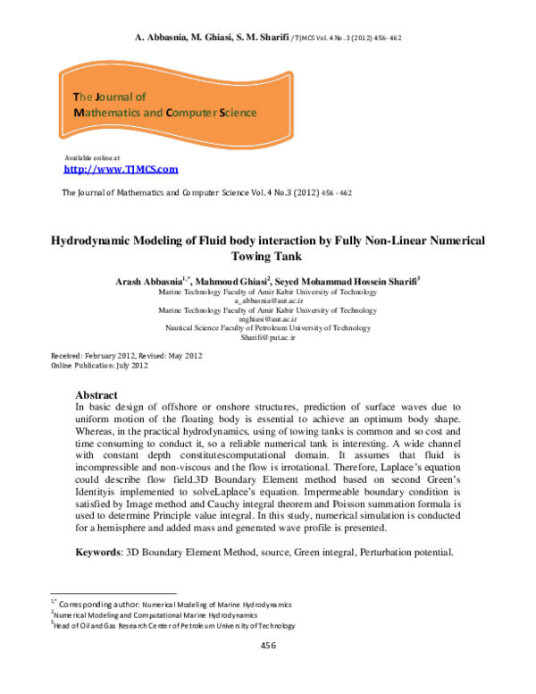 (PDF) Hydrodynamic Modeling Of Fluid Body Interaction By Fully Non ...