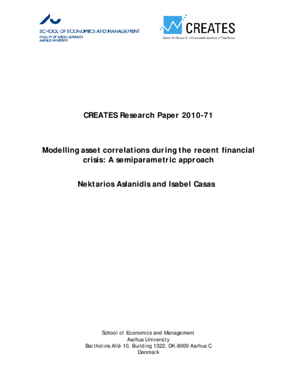 Pdf Modelling Asset Correlations During The Recent Financial Crisis A Semi Parametric Approach