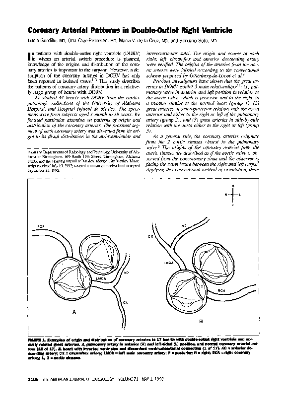 (PDF) Coronary arterial patterns in double-outlet right ventricle