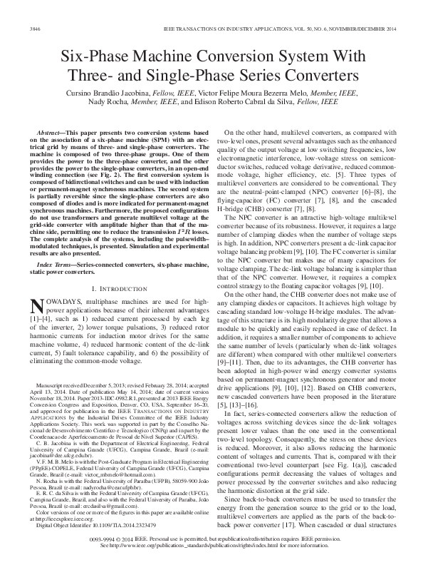 (PDF) Six-Phase Machine Conversion System With Three- and Single-Phase ...