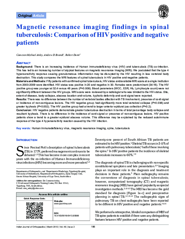 (PDF) Magnetic resonance imaging findings in spinal tuberculosis ...