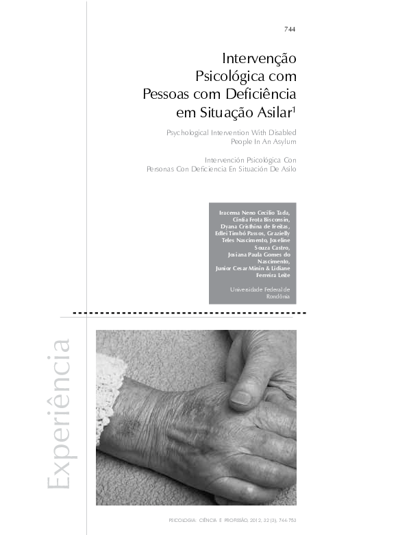 (PDF) Intervenção Psicológica com pessoas com deficiência em situação ...
