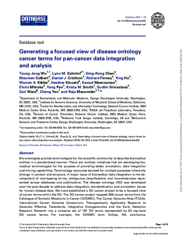(PDF) Generating a focused view of disease ontology cancer terms for ...