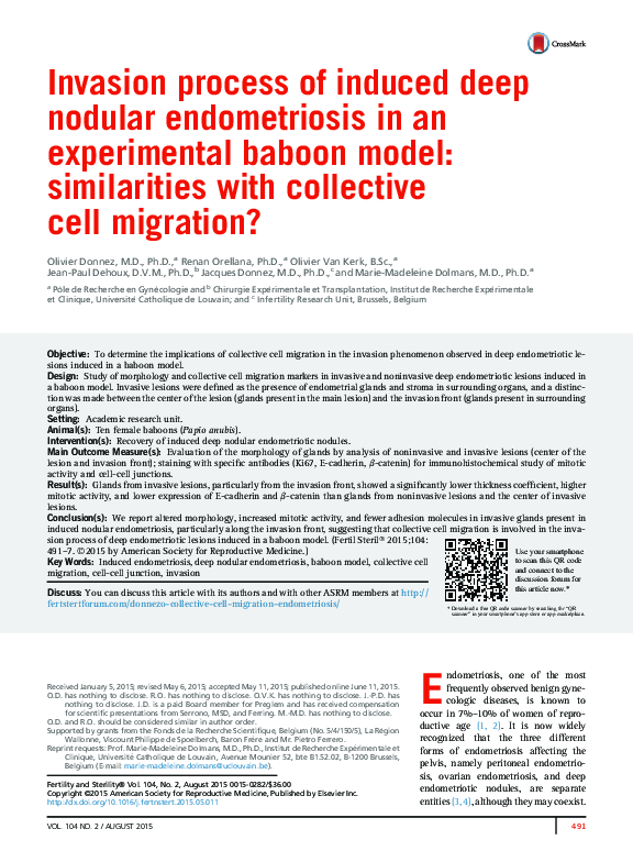 (PDF) Invasion process of induced deep nodular endometriosis in an ...