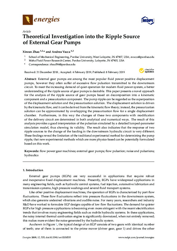 (PDF) Theoretical Investigation into the Ripple Source of External Gear ...