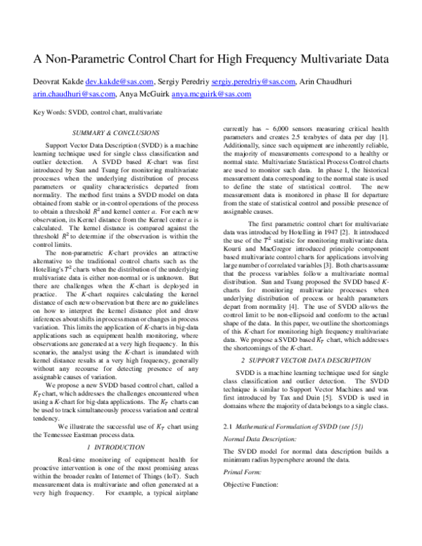 (PDF) A non-parametric control chart for high frequency multivariate data