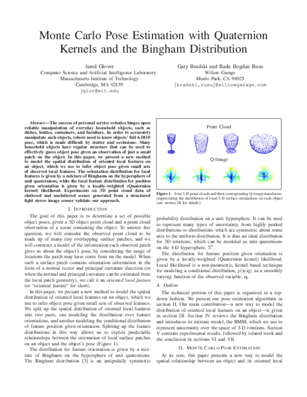 (PDF) Monte Carlo Pose Estimation with Quaternion Kernels and the Bingham Distribution
