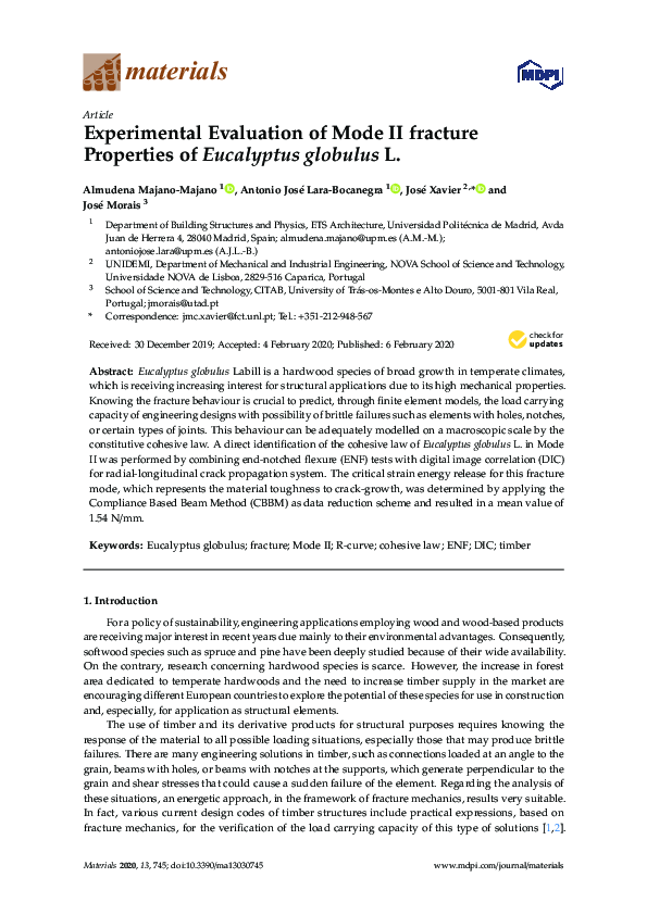 (PDF) Experimental Evaluation of Mode II fracture Properties of Eucalyptus globulus L