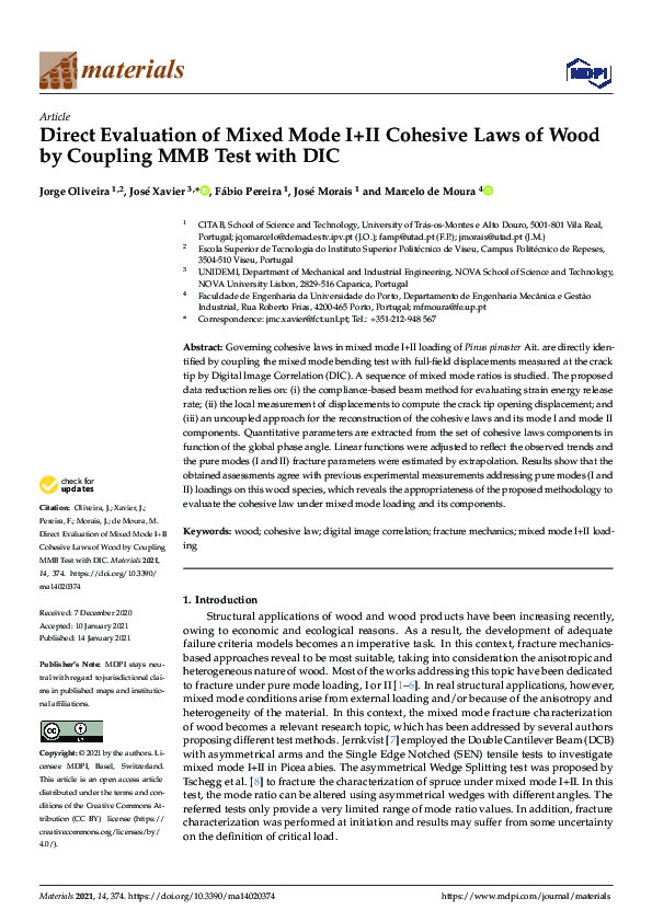 (PDF) Direct Evaluation of Mixed Mode I+II Cohesive Laws of Wood by ...
