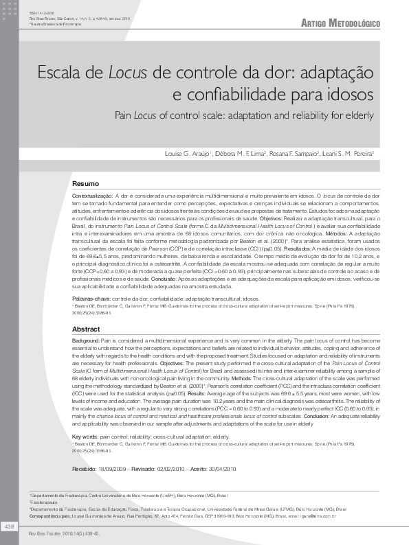 (PDF) Pain Locus of control scale: adaption and reliability for elderly ...