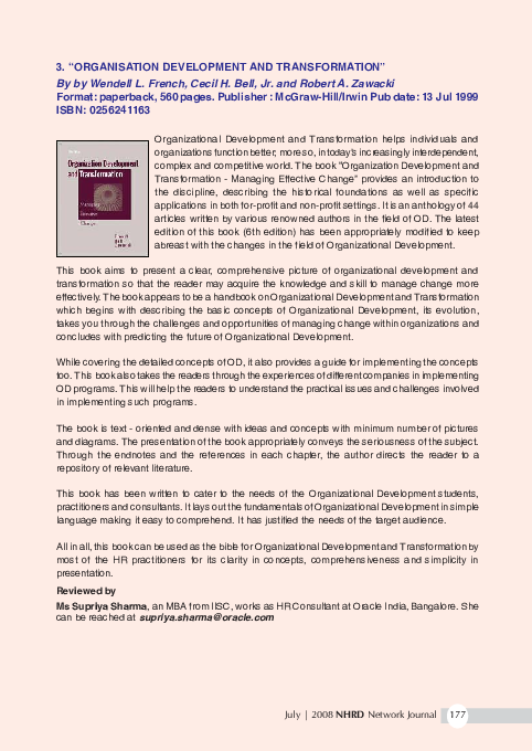 (PDF) Organization Development and Transformation