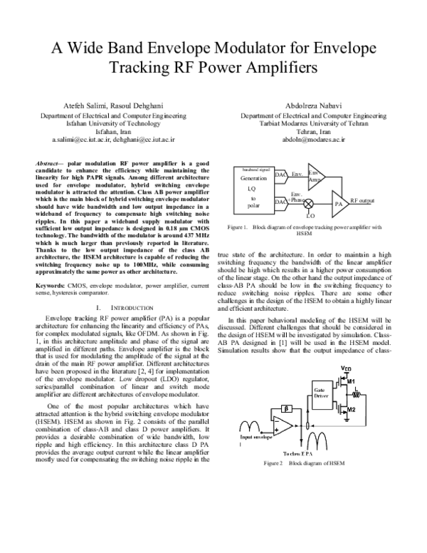 (PDF) A wide band envelope modulator for envelope tracking RF power ...