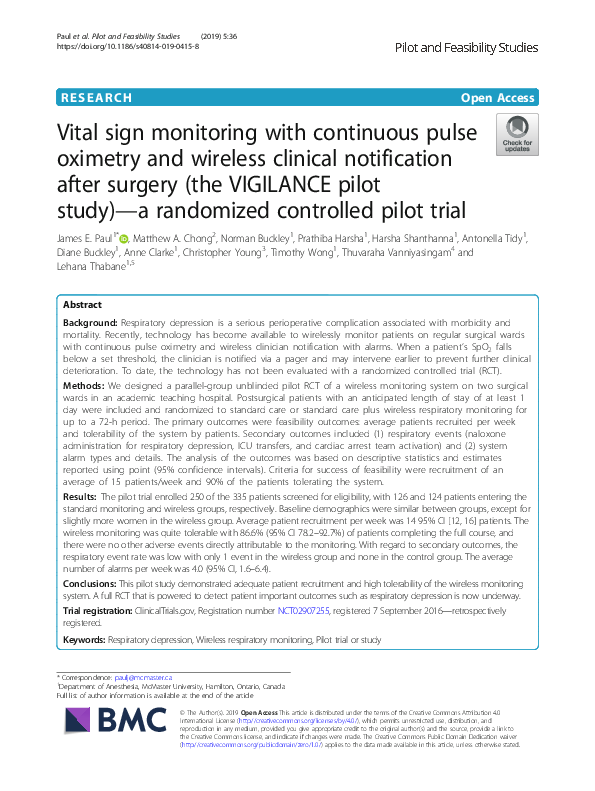 (PDF) Vital sign monitoring with continuous pulse oximetry and wireless clinical notification ...