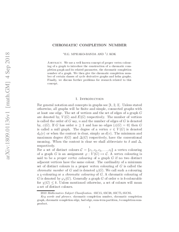 (PDF) Chromatic completion number