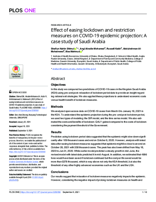 (PDF) Effect of easing lockdown and restriction measures on COVID-19 ...