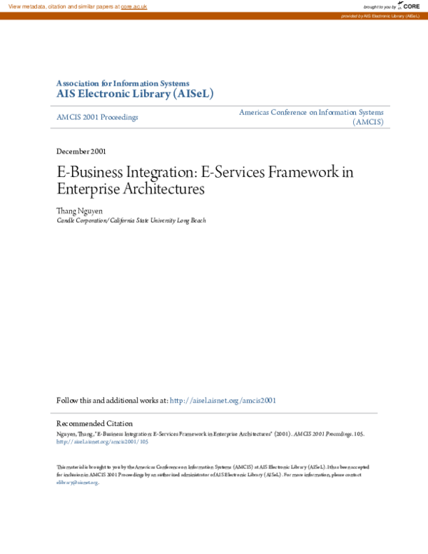 (PDF) E-Business Integration: E-Services Framework in Enterprise Architectures