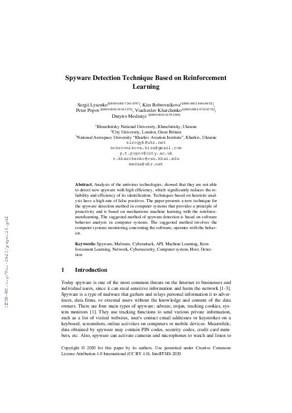 (PDF) Spyware Detection Technique Based on Reinforcement Learning