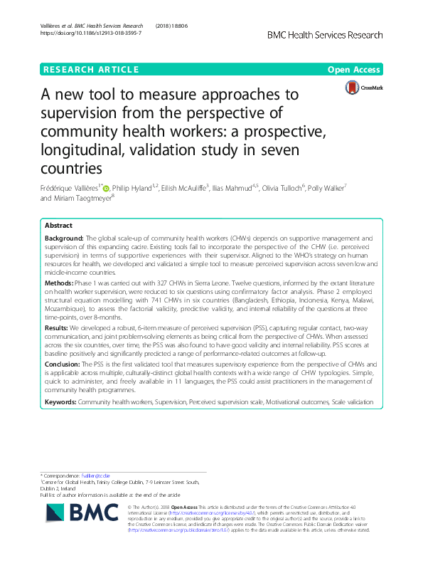 (PDF) A new tool to measure approaches to supervision from the perspective of community health ...