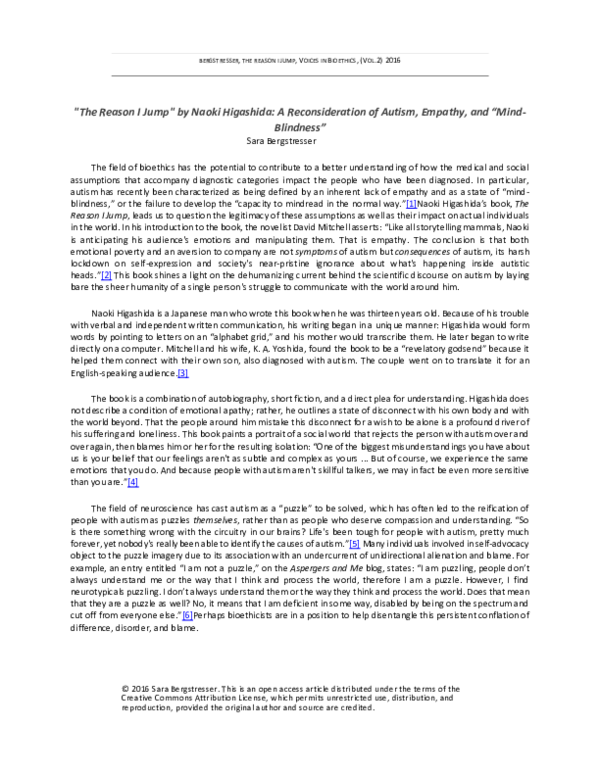 (PDF) The Reason I Jump" by Naoki Higashida: A Reconsideration of ...