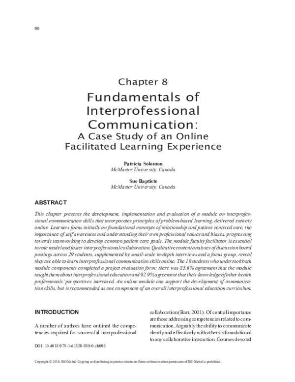 (PDF) Fundamentals of Interprofessional Communication