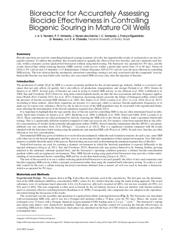 (PDF) Bioreactor for Accurately Assessing Biocide Effectiveness in ...