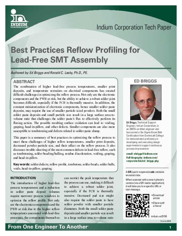 (PDF) Best Practices Reflow Profiling for Lead-Free SMT Assembly