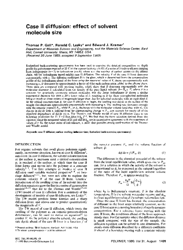(PDF) Case II diffusion: effect of solvent molecule size | Ronald C ...