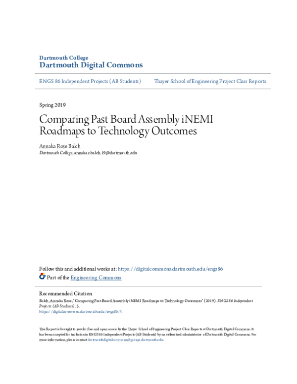 (PDF) Comparing Past Board Assembly iNEMI Roadmaps to Technology Outcomes