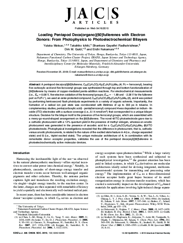 (PDF) Loading Pentapod Deca(organo)[60]fullerenes with Electron Donors ...