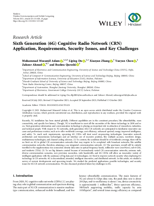 (PDF) Sixth Generation (6G) Cognitive Radio Network (CRN) Application ...