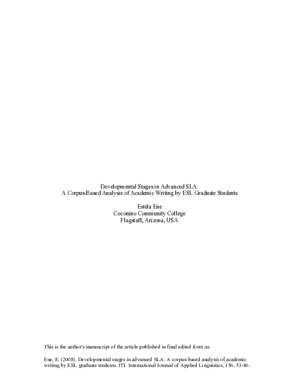 (PDF) Developmental Stages in Advanced SLA