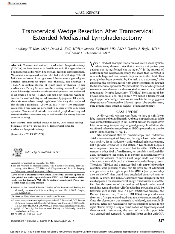 (PDF) Transcervical wedge resection after transcervical extended ...